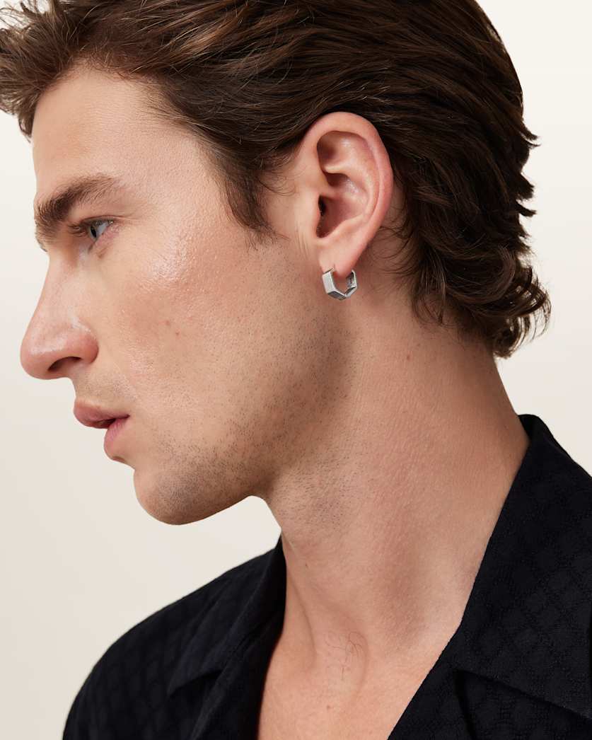 Danny Sterling Silver Hexagon Hoop Earring WARM SILVER | ALLSAINTS US